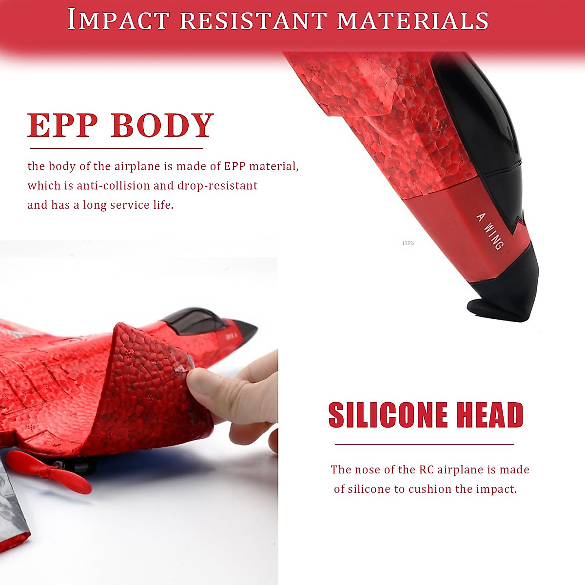 crohorizon Remote Control Airplane for Kids Over 12 Years of Age with 2 Batteries,2 Channel Foam RC Plane Toys for Boys and Girls-Red