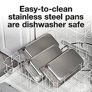 Proctor-Silex Buffet Server & Food Warmer, Adjustable Heat, for Parties, Holidays and Entertaining, Three 2.5 Quart Oven-Safe Chafing Dish Set, Stainless Steel