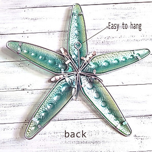 JOYBee Metal&Fused Glass Starfish Wall Art Decor,Sea Life Nautical Home Decor,Wall Art13.25inch*12.75inch, Decoration for Garden,Home,Patio,Kitchen,Bathroom, Coastal Decorations