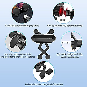 OFFCURVE Car Air Vent Phone Holder, Car Vent Cell Phone Mount Upgraded Metal Clip Car Hands Free Universal Cradle Vehicle Car Phone Holder Mount for iPhone 14 13 12 11 Android, Black