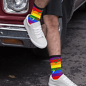 Jedenkuku Gay Pride Rainbow Colored Valentine Heart Novelty And Interesting Socks For Men And Women