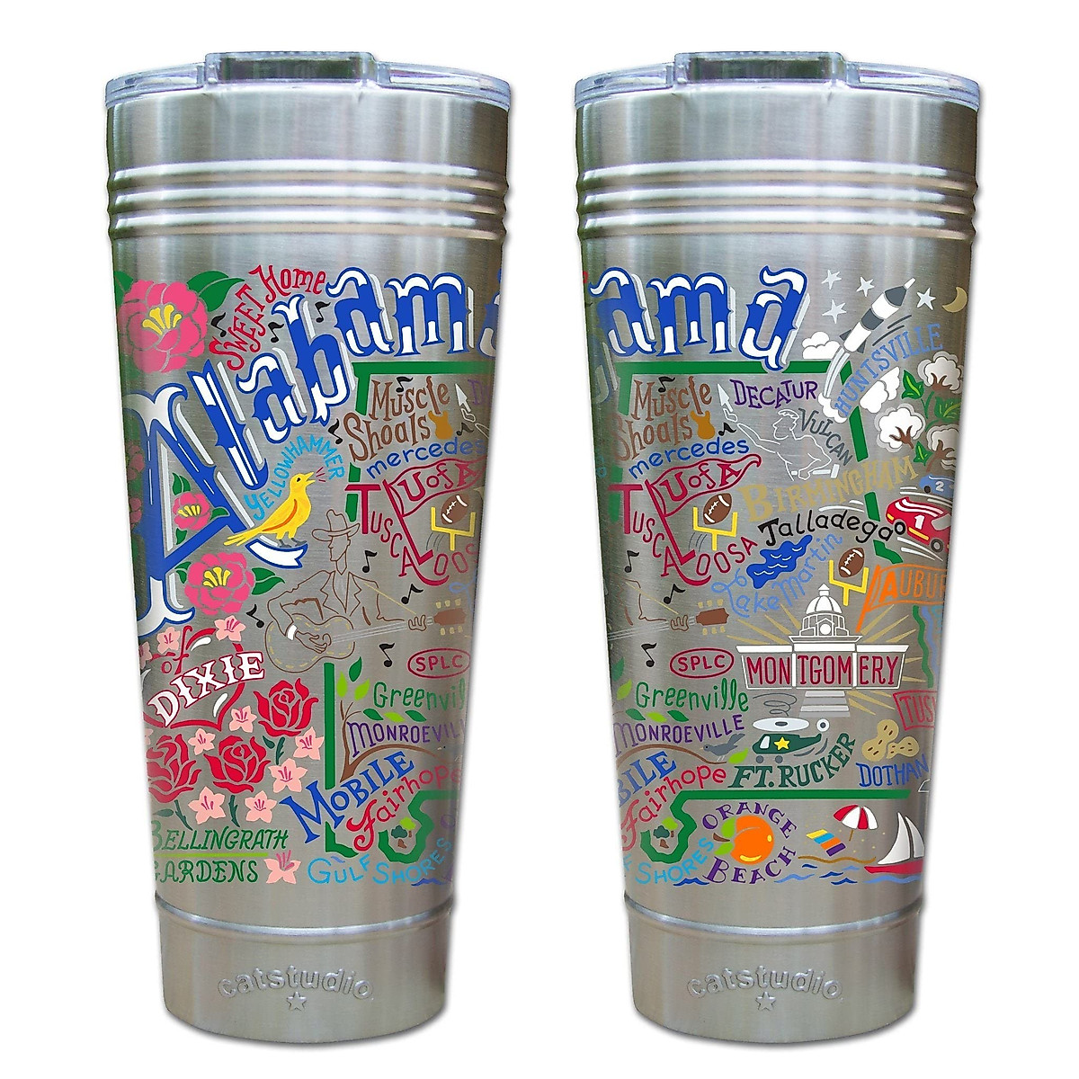 Catstudio Alabama Thermal Tumbler | Triple Wall Insulation With Non Slip Bottom | Great Travel Cup for Water, Coffee, Tea, or Smoothies
