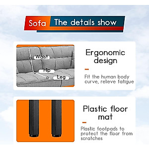 PayLessHere Convertible Futon Sofa Bed Modern Folding Futon Set Small Couch Sofa Adjustable Folding Couch Love seat Sofa Bed with Cotton Padding High Elastic Sponge for Living Room, Bedroom, Grey