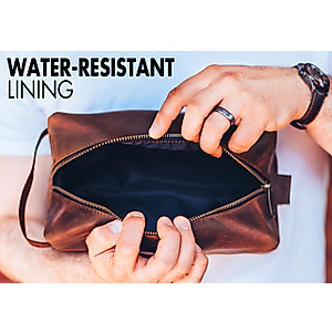 Personalized Leather Dopp Kit For Men – Unique Anniversary Gift, Birthday Gift, Father & Groomsmen Gift – Mens Handcrafted Travel Bag for Toiletries, Shaving & Grooming Kit – Toiletry Bag Made in USA