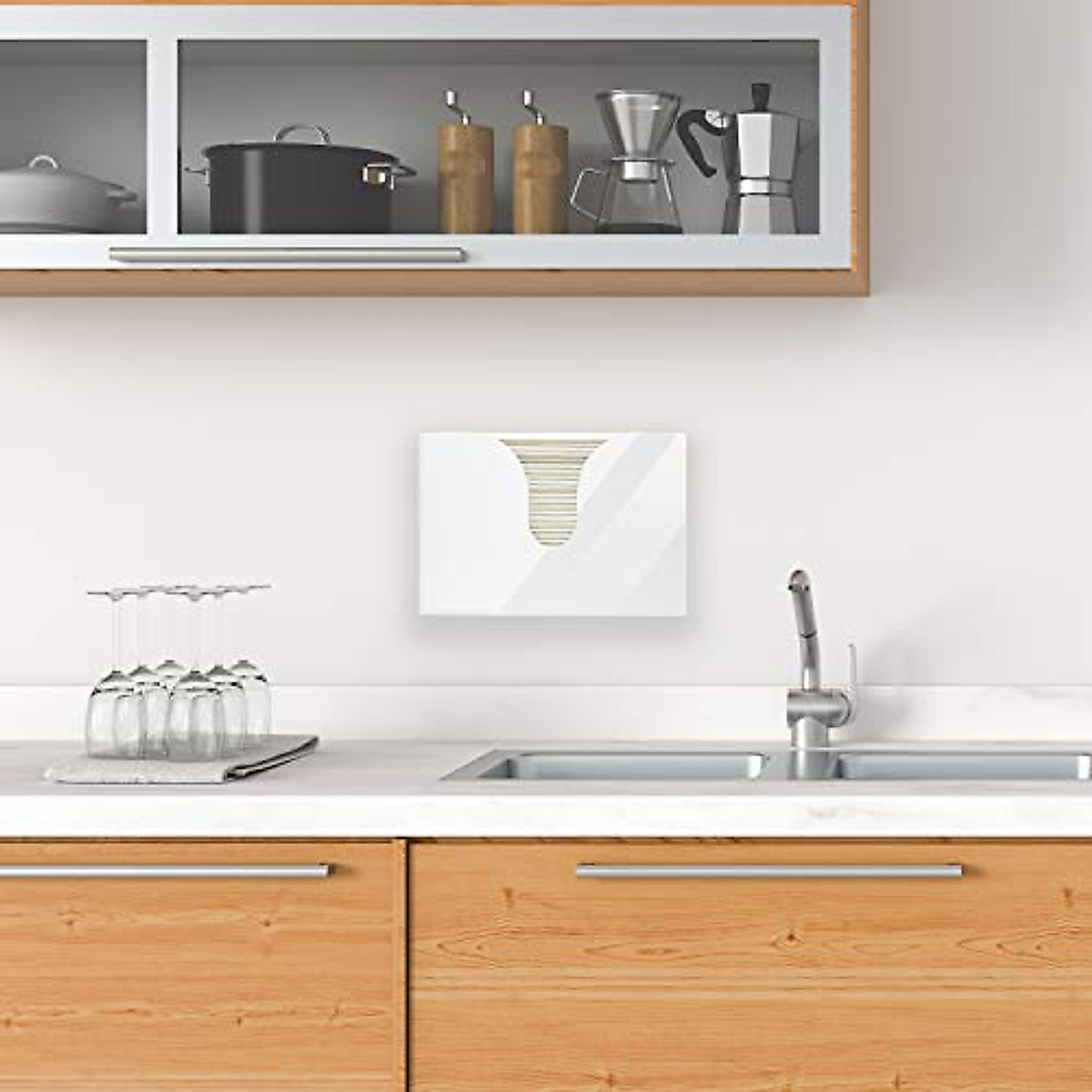 Essentially Yours Acrylic Folded Paper Towel Holder - Wall Mounted or Freestanding | Dispenser for Multifold, Trifold, and C Fold Napkins (White)