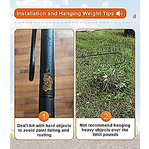 Koutemie 60 Inch Outdoor Shepherd Hook for Hanging Plant, Adjustable Heavy Duty Bird Feeder Pole with 5 Prong Base for Solar Lanterns, Black & 2 Packs