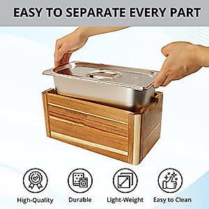 BRUVVERS Acacia Wood Compost Bin - Countertop Trash Can for Smell-Proof Indoor Composting, with Adhesive Lid Holder and 1.6 Gal Container for Your Kitchen