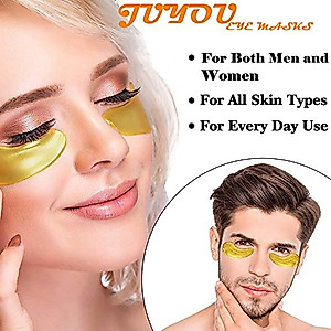 JUYOU 30Pairs 24K-Gold Collagen Eye Mask, Eye Pads, Eye Patch For Anti-wrinkles, Puffy Eyes, Dark Circles, Fine Lines Treatment, Gel Eye Pads, Under Eye Patches (Gold)