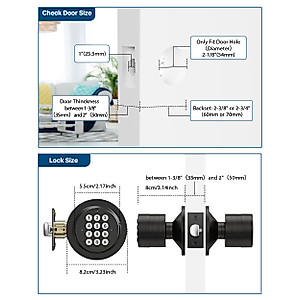 Keypad Door Lock with Handle, Keyless Entry Door Lock, Door Knob with Keypad, Door Lock for Bedroom, Door Knob with Lock for Front Door Garage Home Apartment, Oil Rubbed Bronze