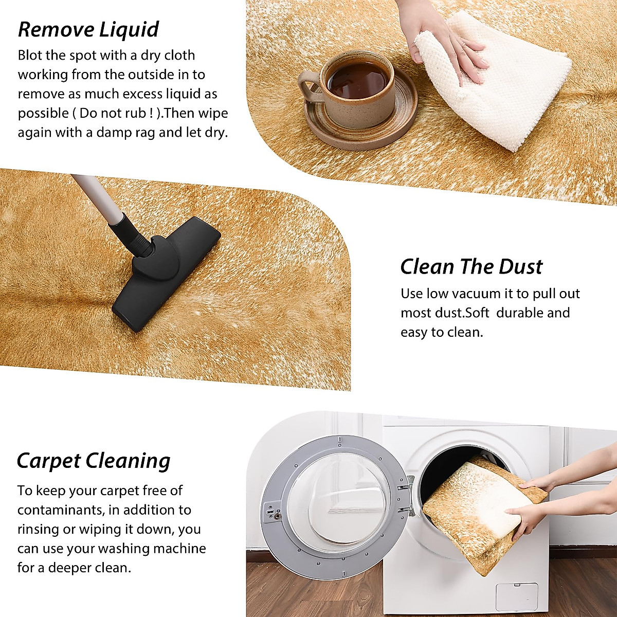 Rtizon Faux Cowhide Rug for Living Room, 6.2 x 7 Feet Khaki, Cow Print Skins Rug for Bedroom,Premium Faux Fur Animal Cow Hide Rugs Carpet for Western Decor