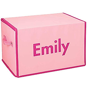 Fox Valley Traders Personalized Foldover Toy Box with Play Mat, Pink Castle