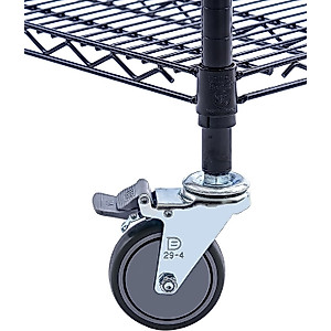 Utility Basics 60" x 24" x 72" Black 5-Tier Wire Shelving NSF 4000 LBS Max Capacity Heavy Duty Steel Storage Rack for Warehouses, Garages, Hospitals, Kitchens, and Commercial Spaces w/Premium Wheels