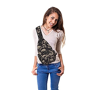 FyLybois Skull Sling Bag Crossbody Travel Hiking Bags Mini Chest Backpack Casual Shoulder Daypack for Women Men with Strap Lightweight Outdoor Sport Climbing Runners