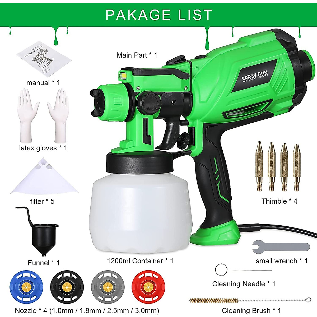 Fancyall Paint Sprayer, 550W HVLP Electric Paint Sprayer, Electric Spray Paint Gun with 4 Nozzles, High Power HVLP Sprayer for Furniture, Fence, House, Fence, Walls, Garden Chairs etc.