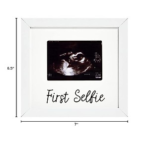 Juvale Baby Sonogram Picture Frame for 4 x 3 Ultrasound Photo, First Selfie (7 x 6.5 In, White)