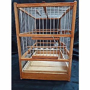 Wooden Hand Crafted Bird Cage; Slide Out Tray, Plexiglas