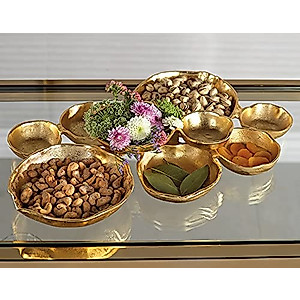 Zodax Cluster of 9 Round Serving Antique Gold Finish, Aluminum Base 19" x 12" x 2.5"