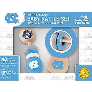 BabyFanatic Wood Rattle 2 Pack - NCAA UNC Tar Heels - Officially Licensed Baby Toy Set