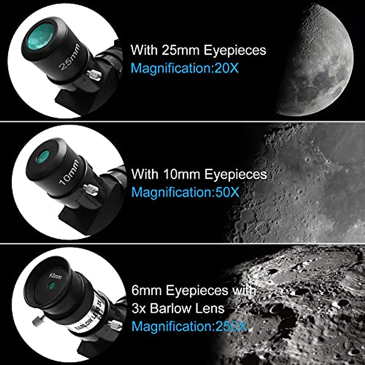 ABOTEC Telescope, 80mm Aperture Telescopes for Adults Astronomy & Kids & Beginners, Portable 500mm Refracting Telescope (25X-250X) with an Adjustable Tripod, a Bag, a Phone Adapter & a Wireless Remote