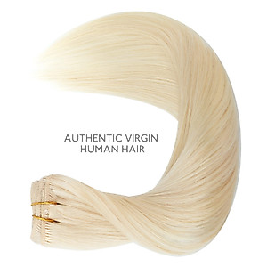 WENNALIFE 70g 20 Inch Light Platinum Blonde Real Short Remy Clip in Hair Extensions Virgin Human Hair Double Weft for Women