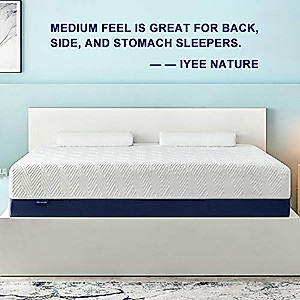 IYEE NATURE Queen Mattress 10 Inch Cooling-Gel Memory Foam Mattress in a Box,Medium Firm CertiPUR-US Certified Breathable Bed Mattress Supportive & Pressure Relief,60''x 80''x10''