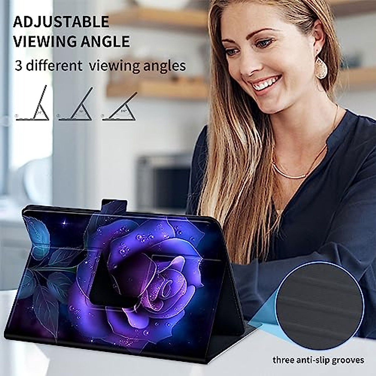 Case for TCL Tab 10 5G 10.1" 9183W (2022)/TCL TAB 10s 9080G（2021/TCL TAB 10s 9081X/TCL Tab Pro 5G Tablet 10.36 inch/TCL TAB MAX 10.4 Inch 360 Degree Rotatable Cover,Purple Rose