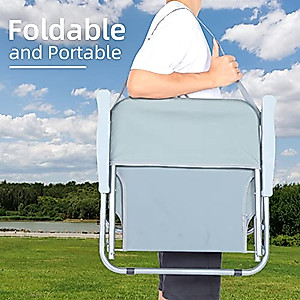 YSSOA Folding Beach Adults, Portable Heavy-Duty Lawn Chairs Made of High Strength 600D Oxford Fabric and Steel Frame for Outdoors, Camping, Picnic, BBQ, 1-Pack, Grey