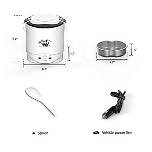 Mini Rice Cooker, 1L Small Rice Cooker 2 Cup-uncooked Travel Rice Cooker 12V for Car with Steamer, Auto Keep Warm Suitable For 1-2 People