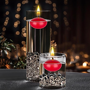 Mega Candles 12 pcs Unscented Red Floating Disc Candle, Hand Poured Paraffin Wax Candles 1.5 Inch Diameter, Home Décor, Wedding Receptions, Baby Showers, Birthdays, Celebrations & Party Favors