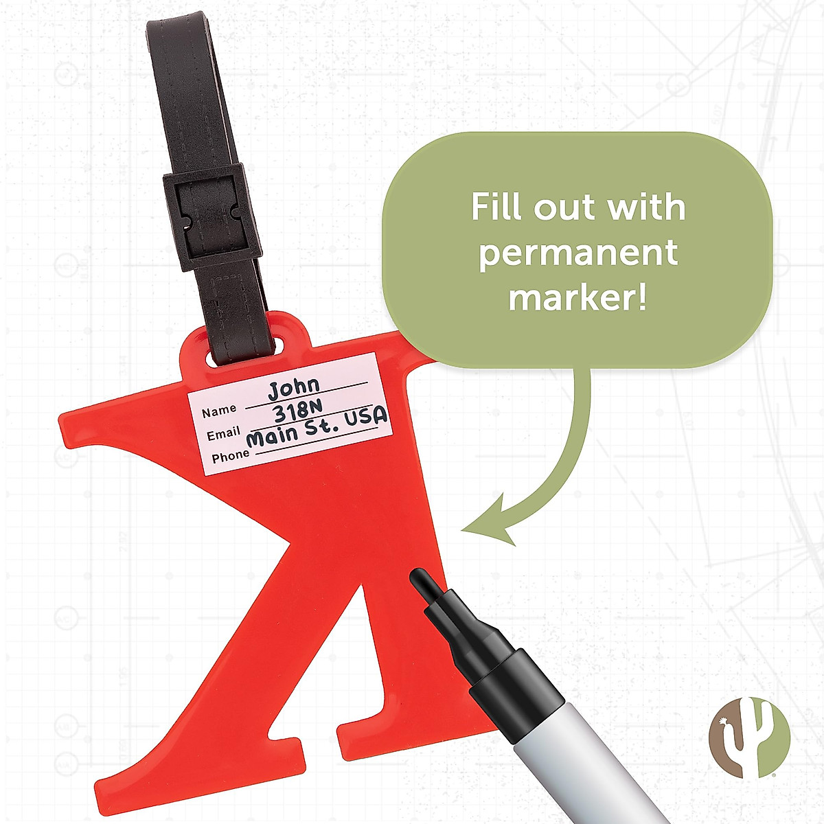 Desert Cactus Kappa Alpha Psi Luggage Tag PVC Yo-Nupe KAP Divine 9 Officially Licensed