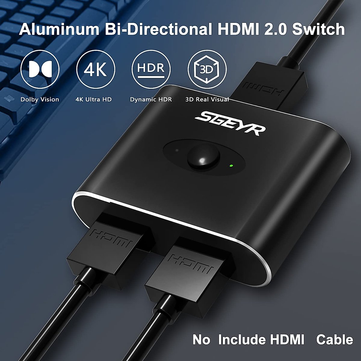 HDMI 1.4v Switch 5 in 1 Out +HDMI 2.0 Bi-Directional Switch 2 in 1 Out hdmi Splitter 1 in 2 Out Black(Only one Monitor Will Display at a time)