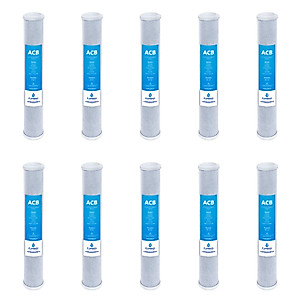 Express Water – 10 Pack Water Filter Activated Carbon Block Replacement Filter – ACB Large Capacity Water Filter – Whole House Filtration – 5 Micron Water Filter – 2.5” x 20” inch