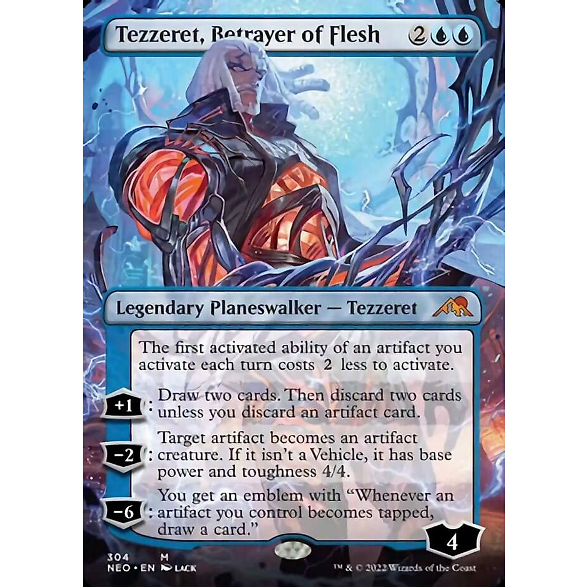 Magic: the Gathering - Tezzeret, Betrayer of Flesh (304) - Borderless - Kamigawa: Neon Dynasty