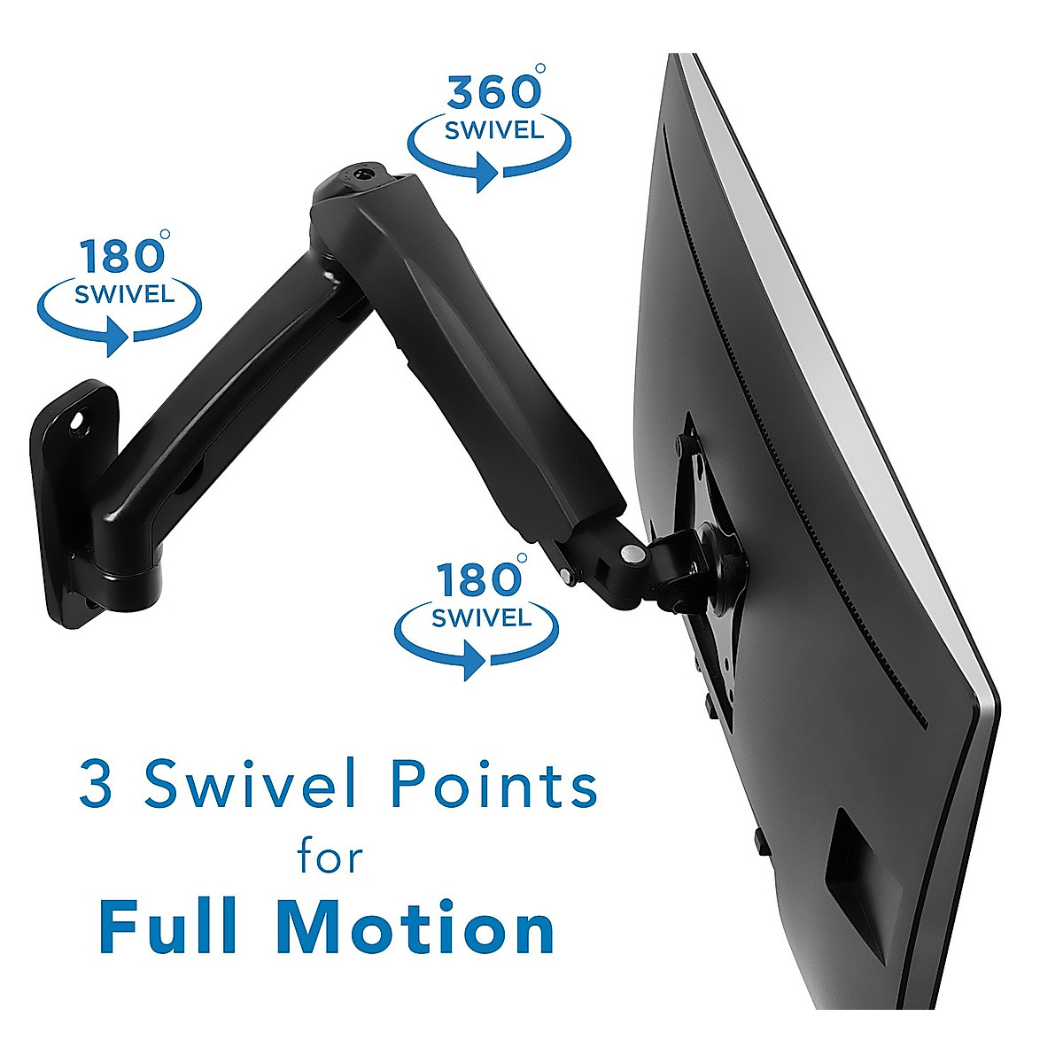 Mount-It! Monitor Wall Mount Arm | VESA Wall Mount Monitor Arm | Full Motion Gas Spring Arm Fits 13 15 17 19 20 22 23 24 27 30 32 Inch Screens with 75 or 100 VESA Patterns | Camper RV Compatible
