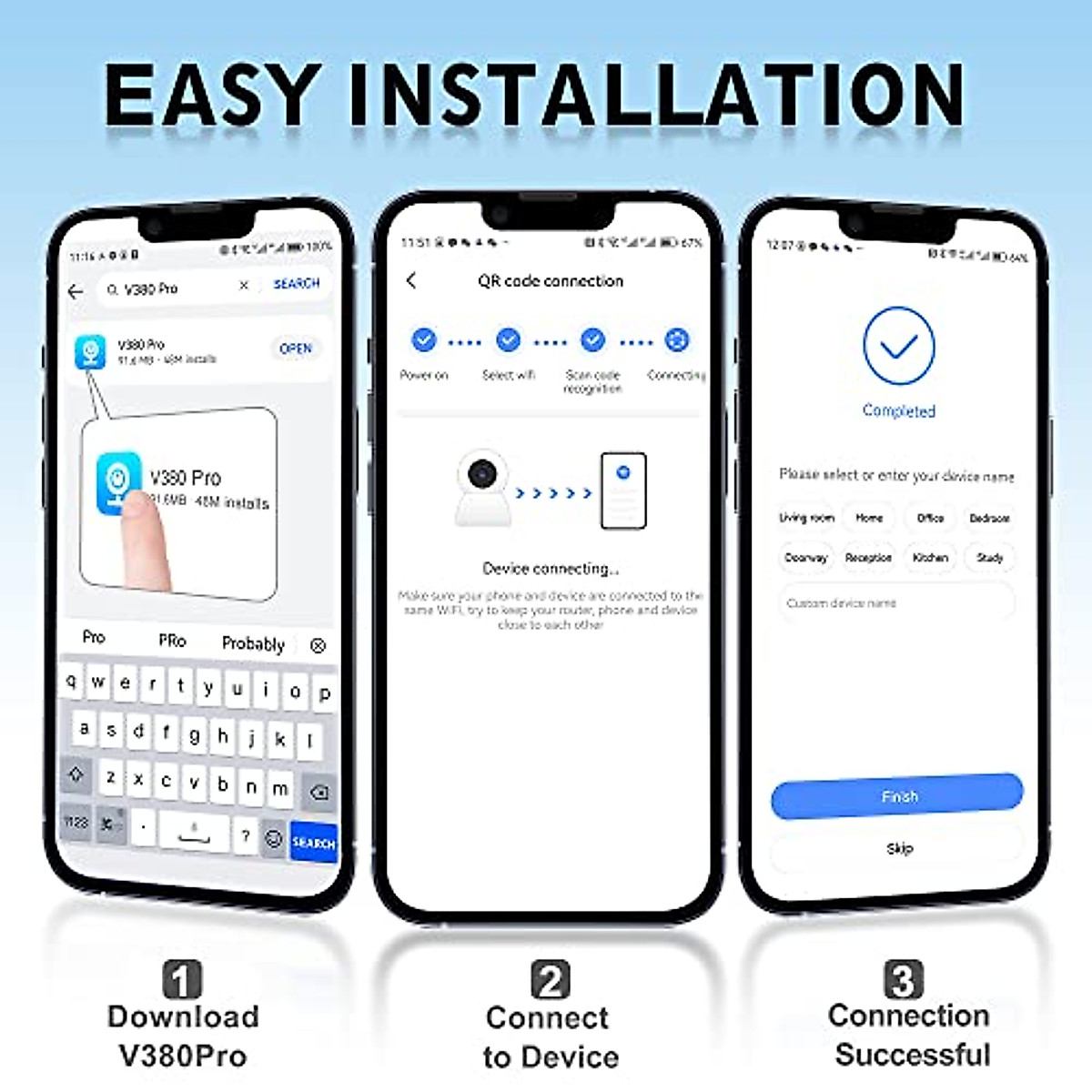 WCFHS Mini Spy Camera WiFi Wireless Hidden Cameras, 0.4 * 1.3 * 1.5in, HD1080P Night Vision, Nanny Cams Wireless with Cell Phone App and Sound, Suitable for Outdoor, Indoor, Pet Camera.
