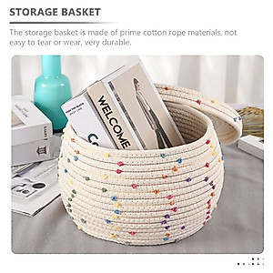 Cabilock Rope Storage Basket Countertop Baskets Woven Storage Basket Laundry Hamper Storage Baskets for Organizing Round Basket with Lid Sundries Organizer Shelf To Weave Rattan Cotton Rope