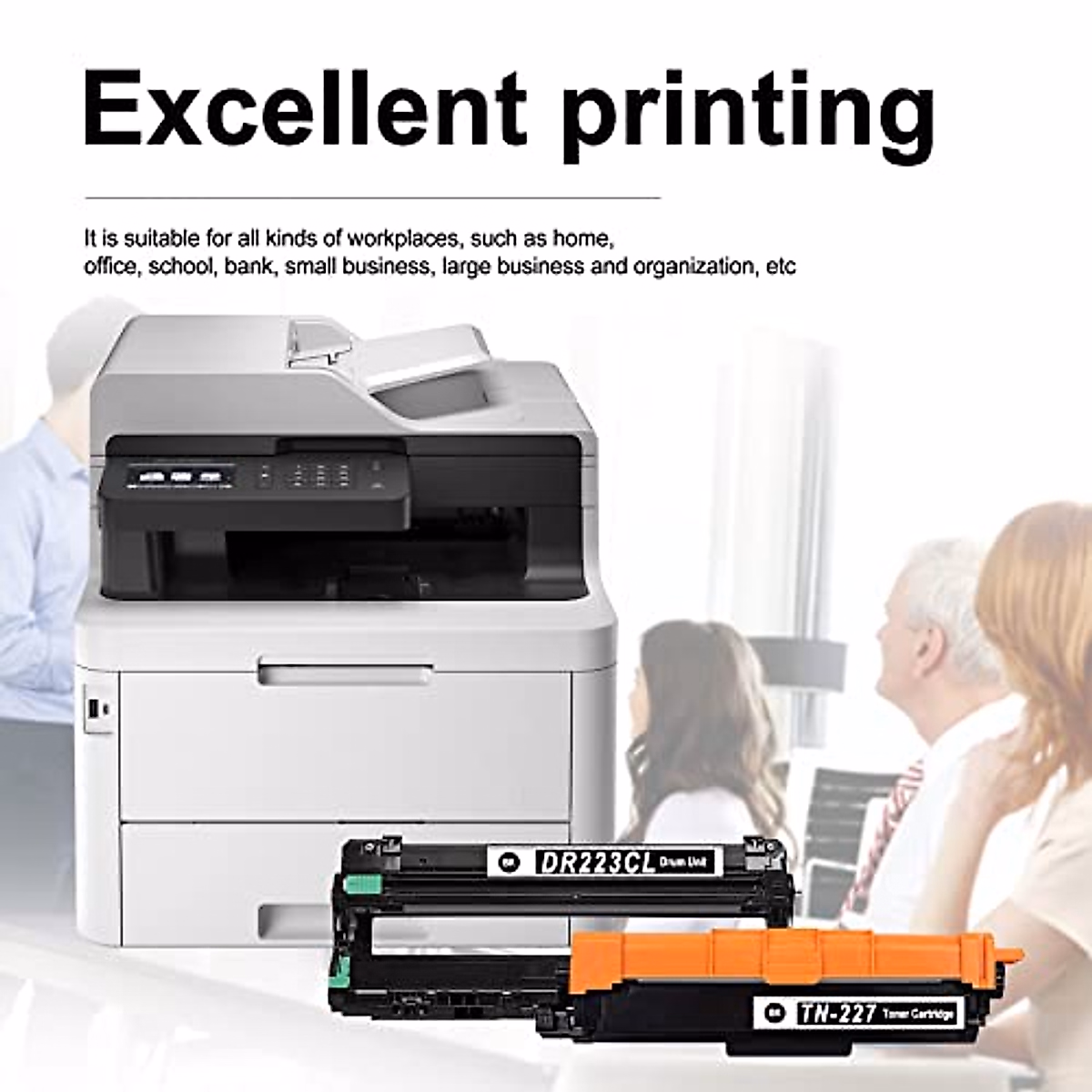 GULOYA Compatible 2-Pack (1 Toner+1 Drum,Black) TN227 DR-223CL TN-227 Toner Cartridge and DR223CL Drum Unit Replacement for Brother MFC-L3770CDW HL-3210CW DCP-L3550CDW Printer