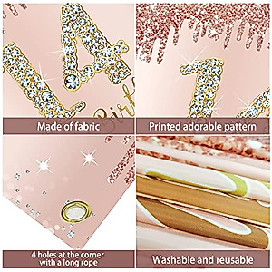 Happy 14th Birthday Banner Backdrop Decorations for Girls, Rose Gold 14 Birthday Party Sign Supplies, Pink 14 Year Old Birthday Poster Background Photo Booth Props Decor