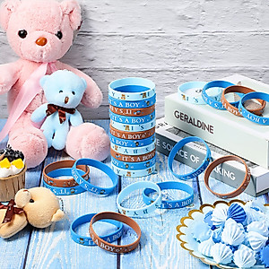 Zomiboo 36 Pieces Baby Shower Rubber Bracelets, It's a Boy It's a Girl Wristbands Elephant Baby Shower Decorations for Boy Girl Baby Shower Party Favor Gender Reveal Party Supplies (Bear Style)