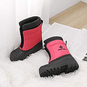 DREAM PAIRS Boys Girls Waterproof Winter Snow Boots,Size 2 Little Kid,Fuchsia/Navy,KSTAR