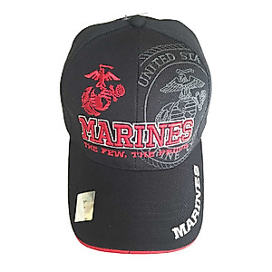 U.S. Marines Corps Official Licensed Emblem Baseball Cap Hat Visor 3D Embroidery (Black)