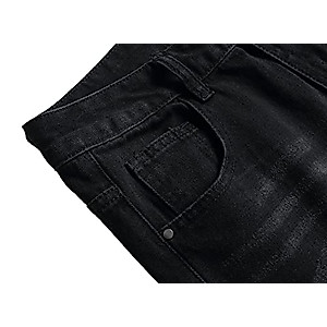 DANT BULUN Men's Ripped Distressed Destroyed Slim Fit Straight Leg Denim Jeans (40, Black060)