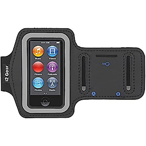i2 Gear Adjustable Armband Compatible with iPod Nano 8th and 7th Generation Devices (Black)