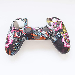 PS4 Controller Grip,Hikfly Skin Silicone Gel Controller Cover Case Protector Compatible for PS4/PS4 Slim/PS4 Pro Controller (1x Controller Cover with 8 x FPS Pro Thumb Grip Caps)(Grey Paw)