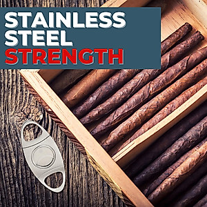 Mantello Stainless Steel Cigar Cutter- Large Premium Cigar Cutters - Cuts Up to 60 Gauge Cigar - Cigar Cutter Guillotine, Double Cut Blade in Gift Box, Gifts for Men, Groomsmen Cigar Cutter