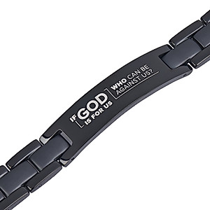 Crosstraxx Religious Bracelet - Adjustable Titanium Magnetic Bracelet with Romans 8:31 - If God Is For Us, Who Can Be Against Us? Motivational Christian Scripture - 8.5x0.5