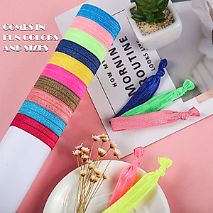 200 Pieces Elastic Knotted Hair Ties Colorful Ribbon Hair Bands No Crease Ponytail Holders Multicolor Fold Over Hair Accessories for Women Girls