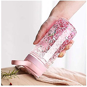 OOTD Unicorn Water Bottle for Girls, Cute Girl's Bottles for School, Unicorn Water Bottle with Straw and Safety lock, 400ML/13.5oz Kids Water-Bottles for School's Kids Girlss, Pink