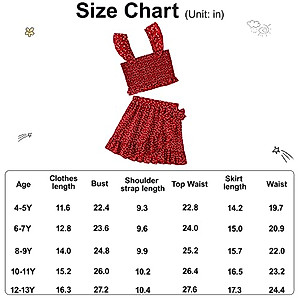 CARETOO Girl's 2 Piece Outfit Sleeveless Tops+ Ruffle Bow Skirt Sets Toddler To Big Girls Kid Clothes Set 4-14 Years Old (Red,8-9 Years)