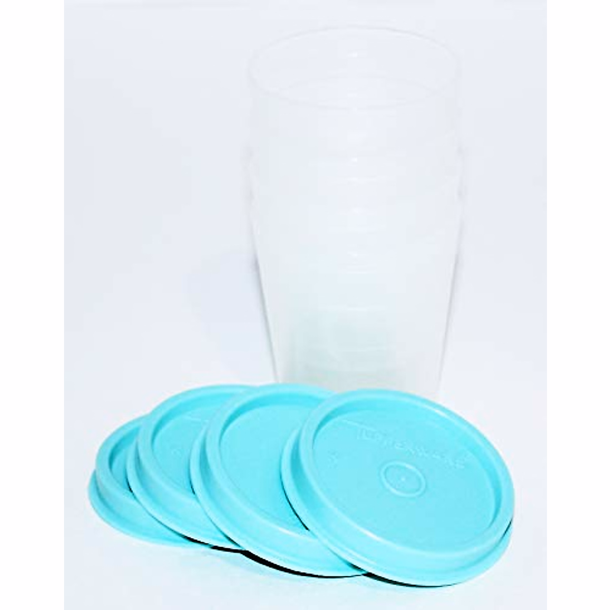 Tupperware Vintage Set of 4 Midgets 2 Ounce Mini Containers Seafoam Aqua Blue Country Pastel